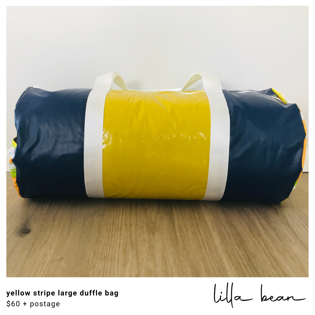 yellow stripe large duffle bag — Lilla Bean