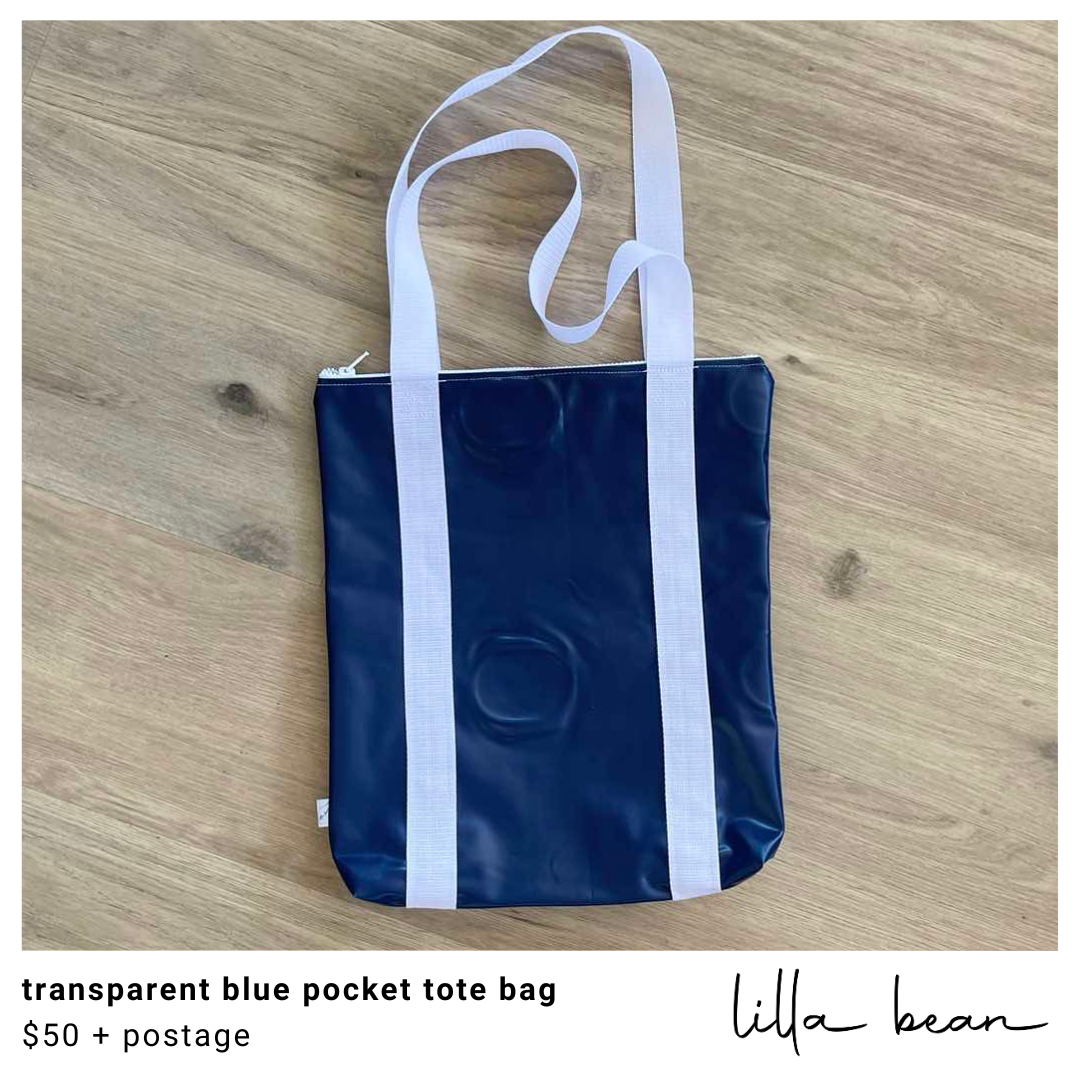 transparent blue pocket tote bag — Lilla Bean