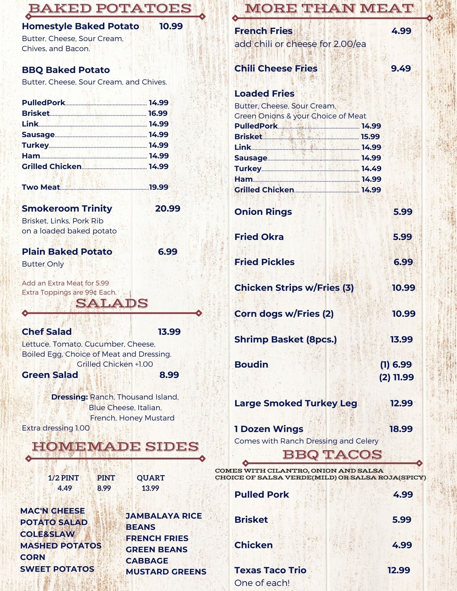 Menu — Smokeroom BBQ