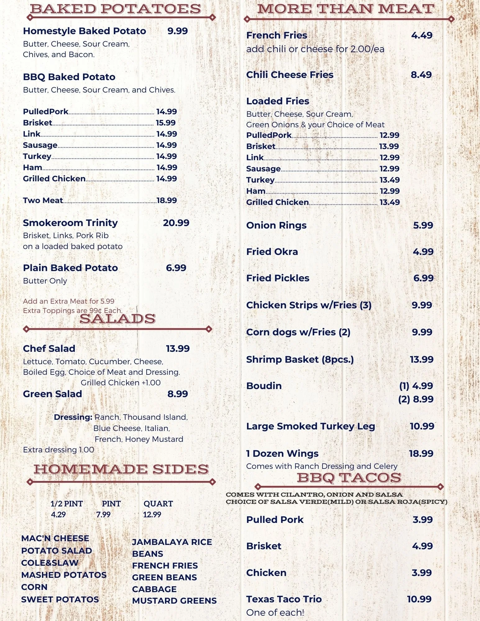 Menu — Smokeroom BBQ