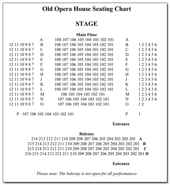 Seating Chart — The Old Opera House Theatre Company