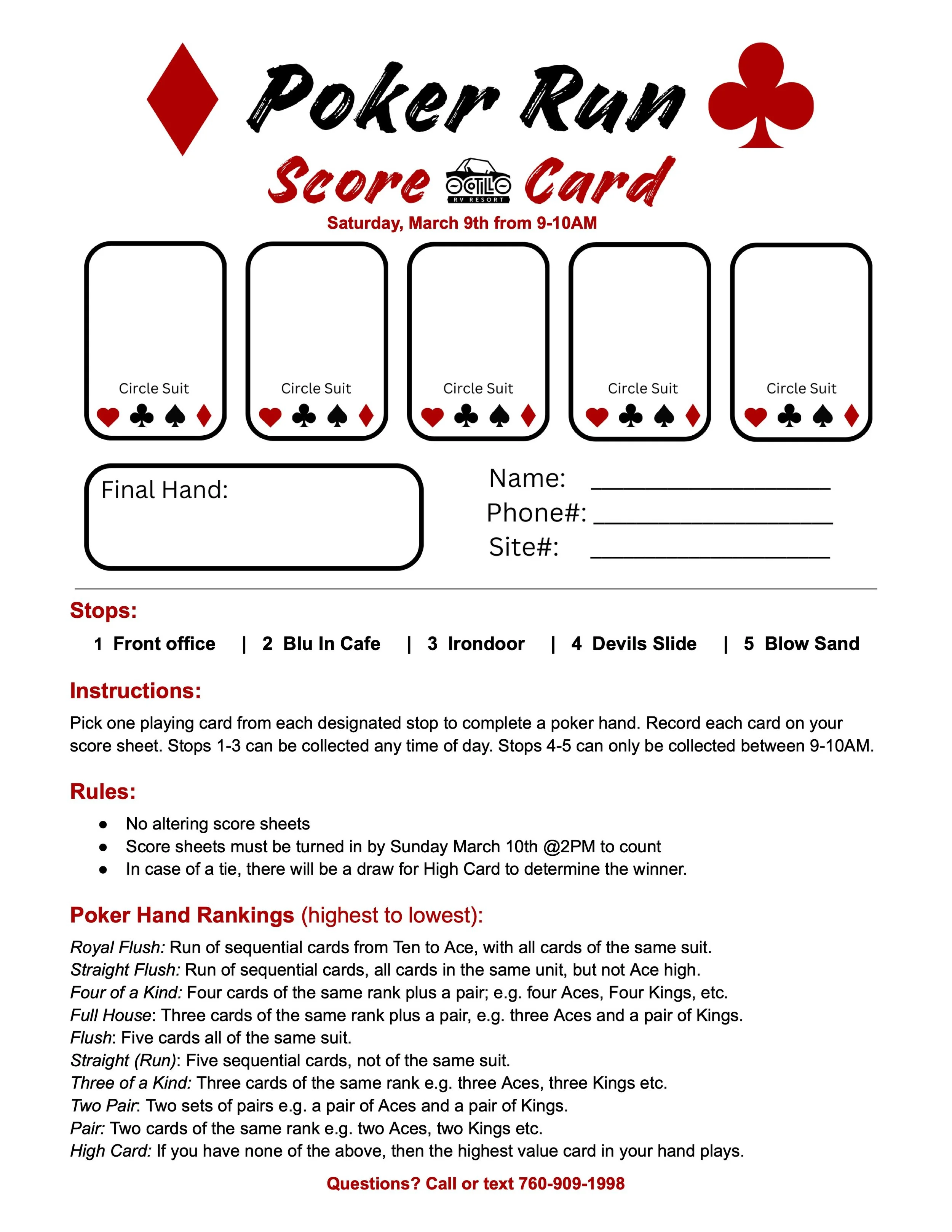 Poker Run — Ocotillo RV Resort