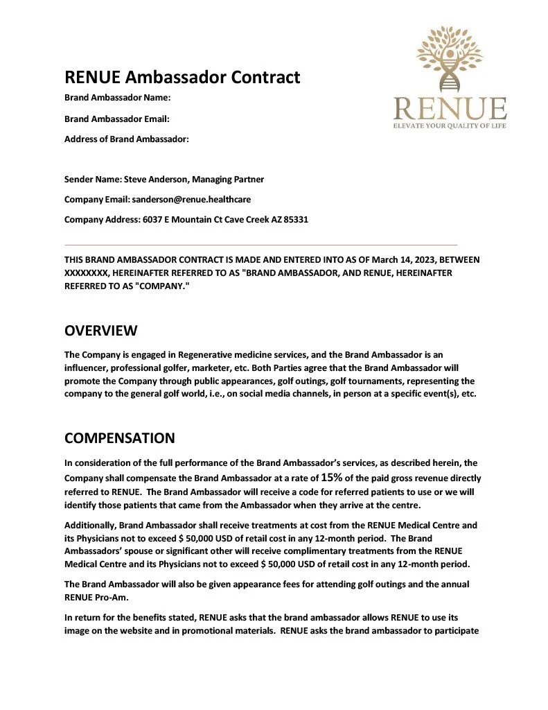 RenueAmbassadorProgramClubCorp — RENUE
