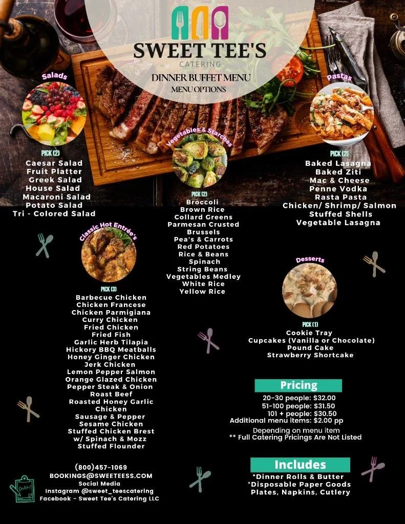 DINNER & BUFFET MENU — Sweet Tee's Catering