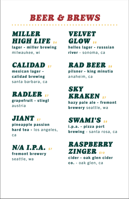 Menu — The Overland