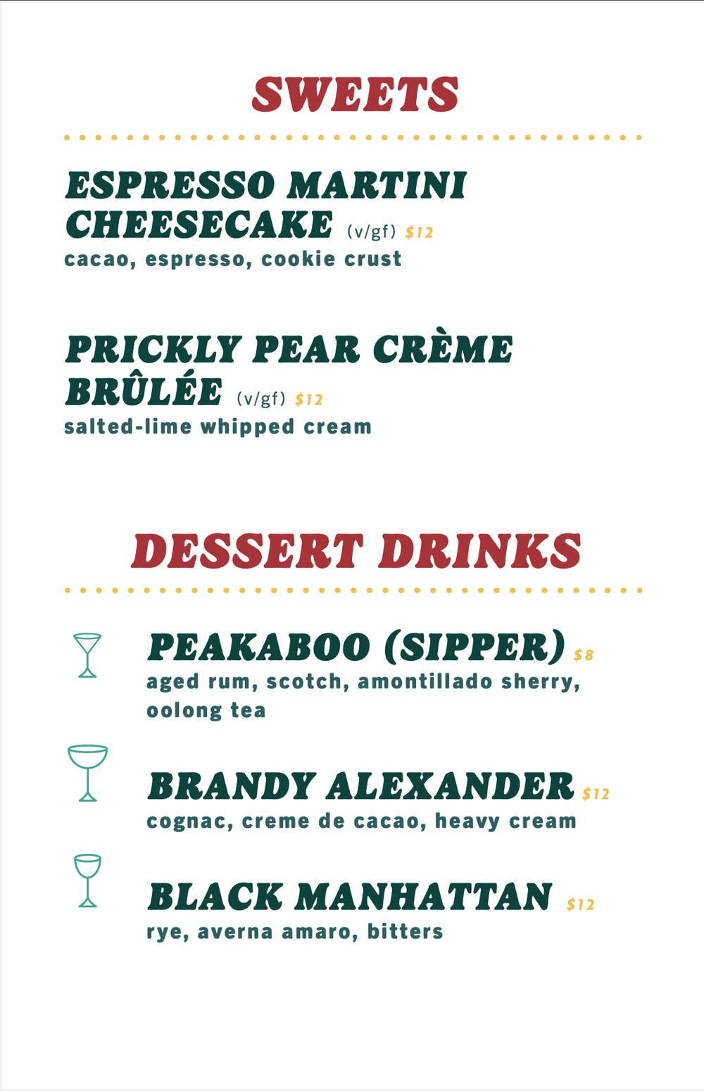 Menu — The Overland