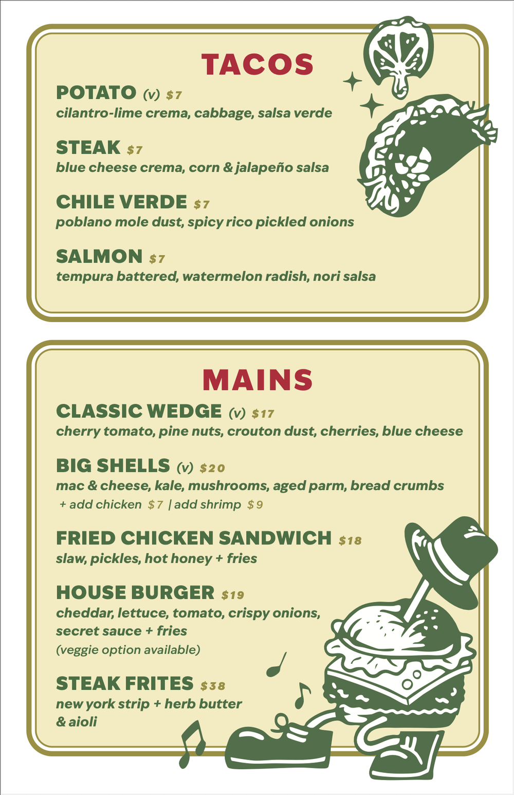 Menu — The Overland