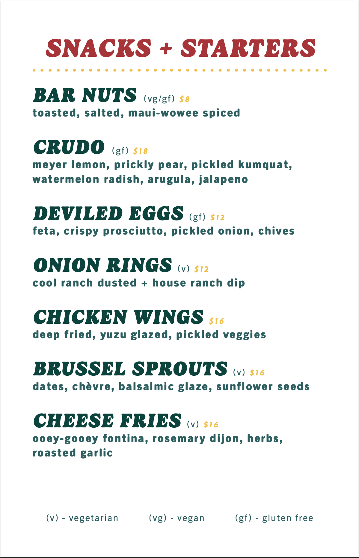 Menu — The Overland