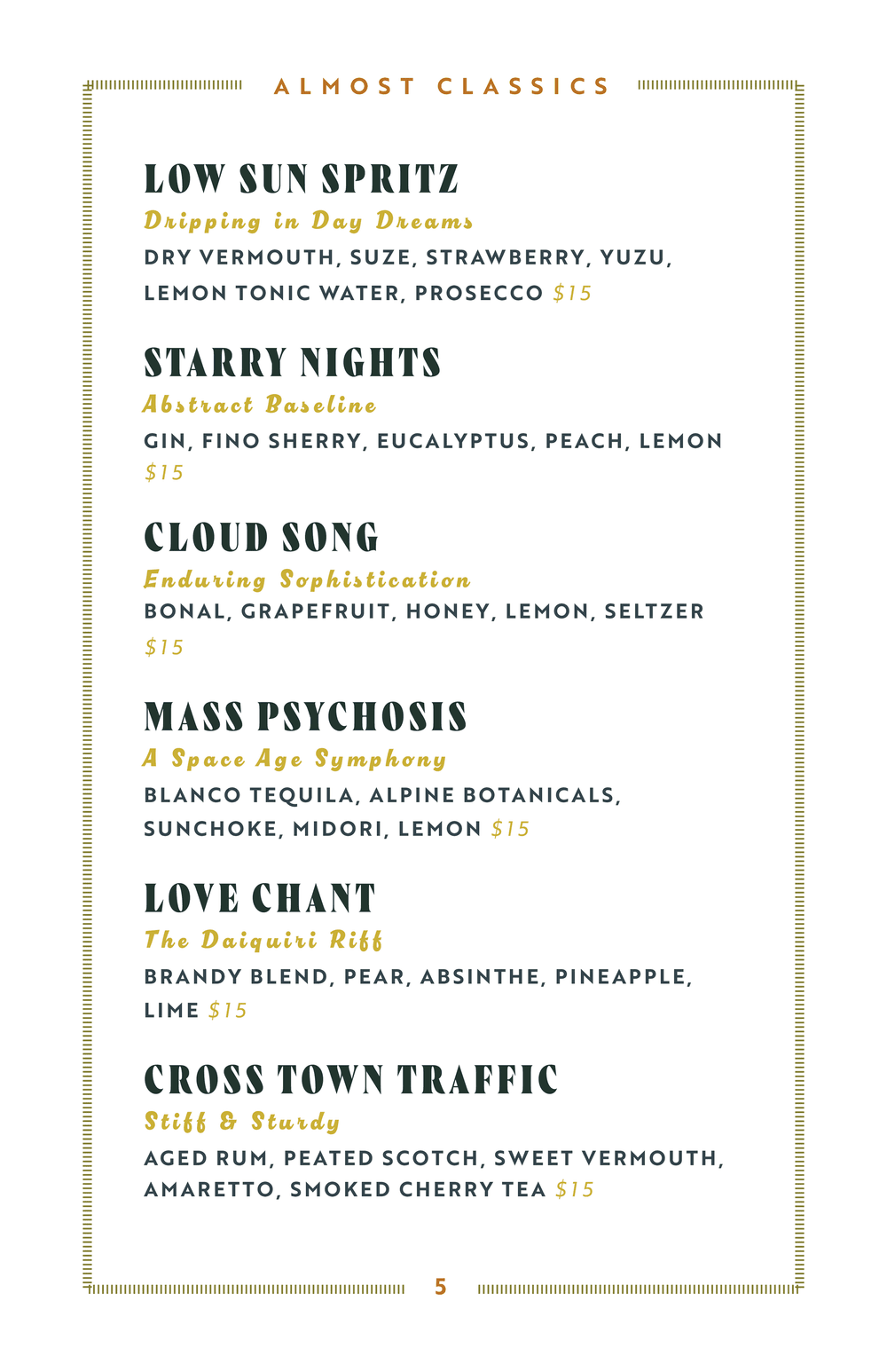 Menu — The Overland