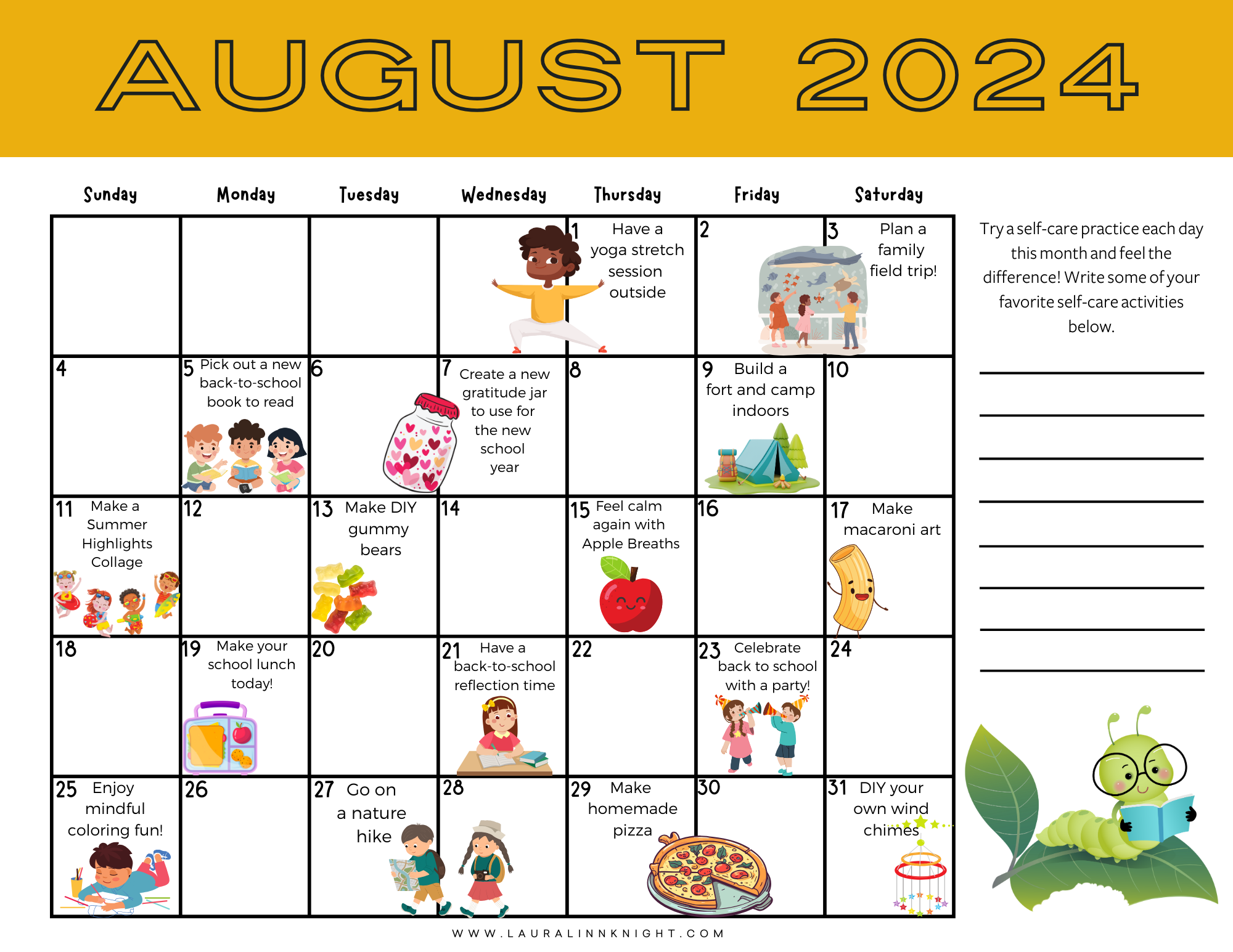 Download the FREE August 2024 Kids’ Self-Care and Family Activities ...