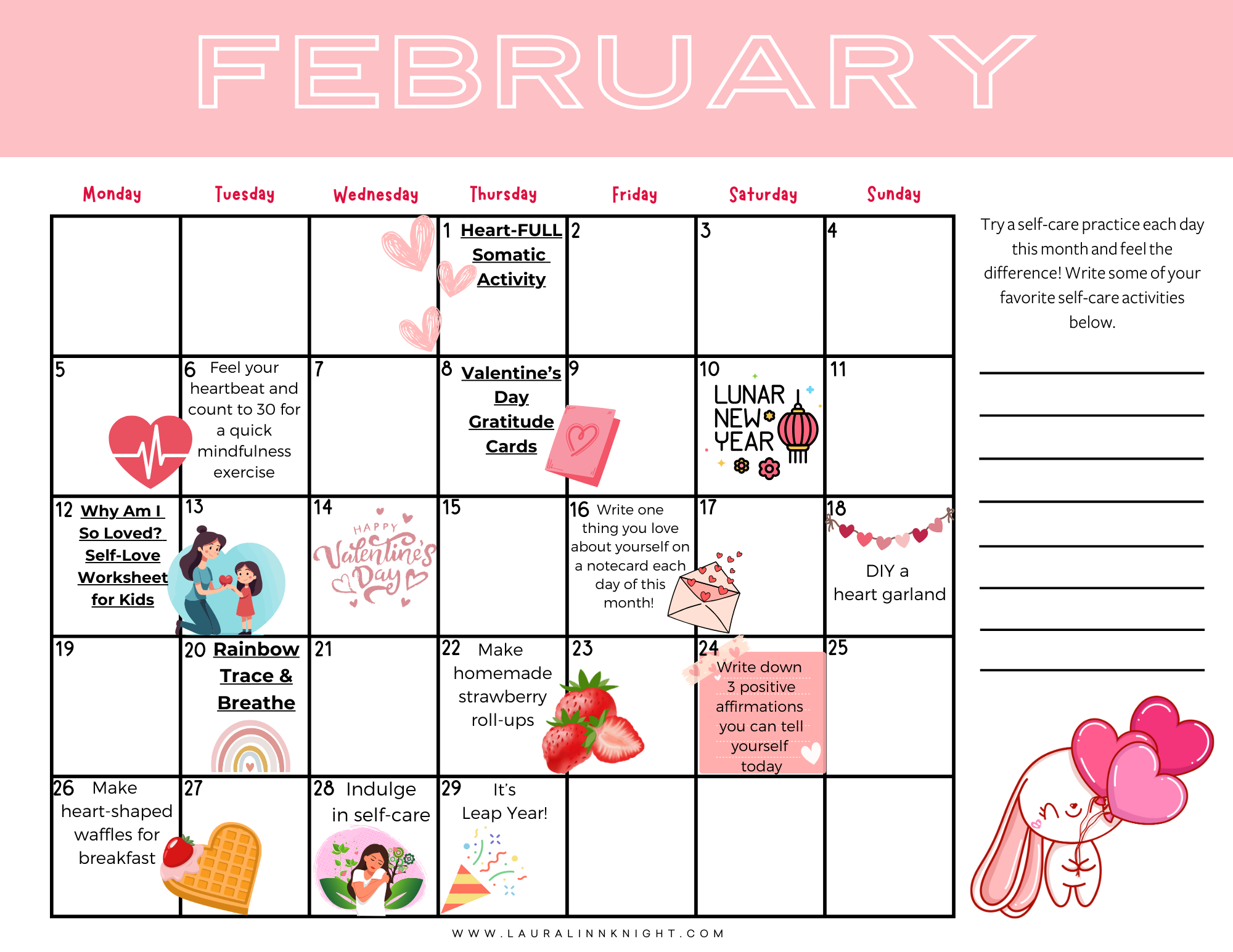 Download the FREE February 2024 Kids’ Self-Love and Family Activities ...