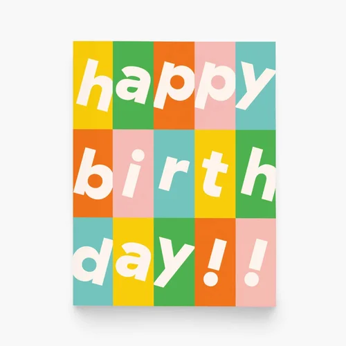 Bold Happy Birthday Card – Colorful Grid Design for Fun, Modern ...