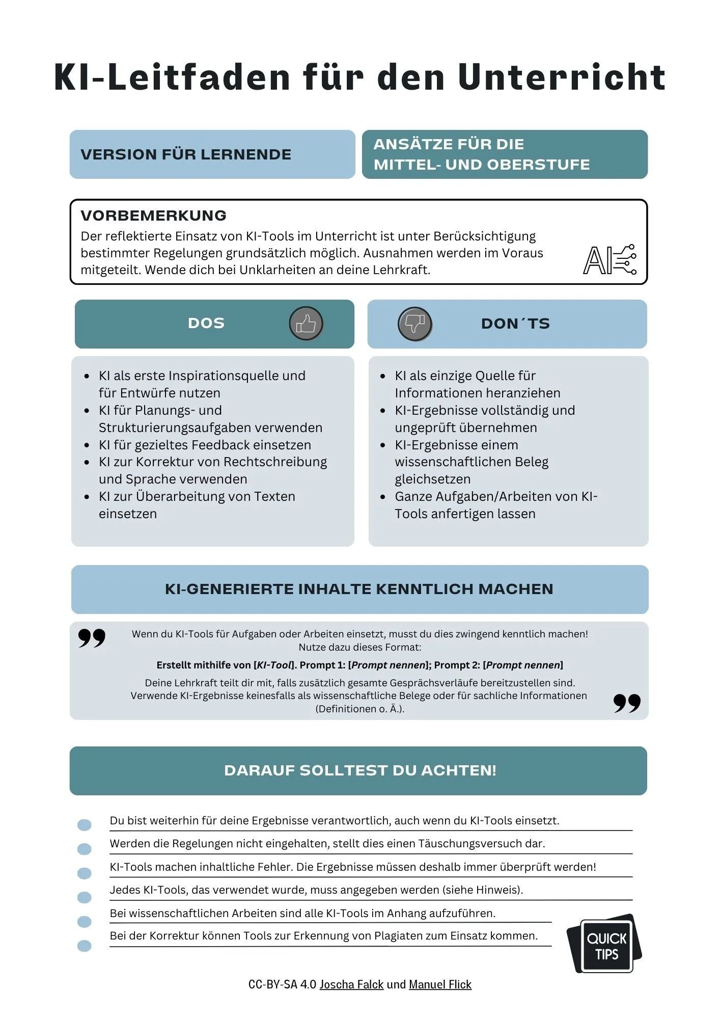 KI-Leitfaden – Orientierung, Tipps und Hinweise für den Unterricht 🧭 — Manuel Flick