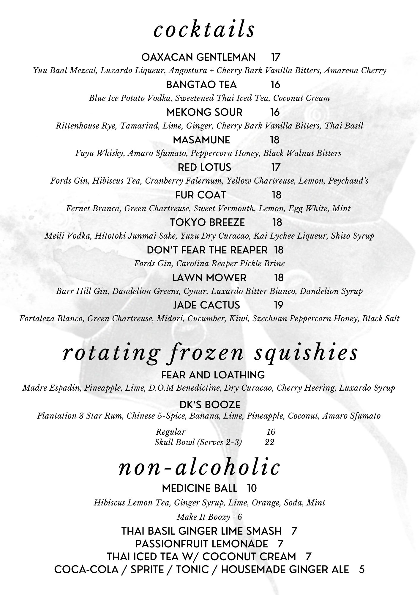 Signature Cocktail Menu — Piccalilli