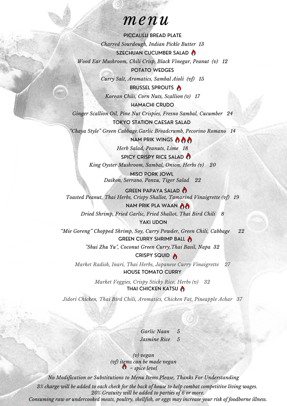 Dinner Menu — Piccalilli