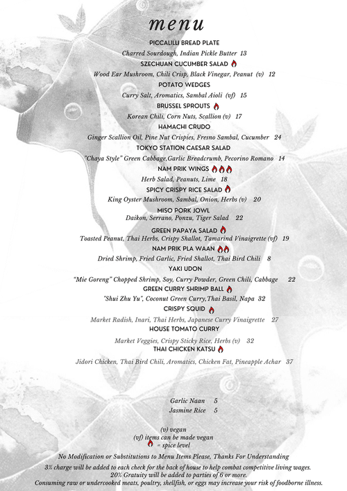 Dinner Menu — Piccalilli