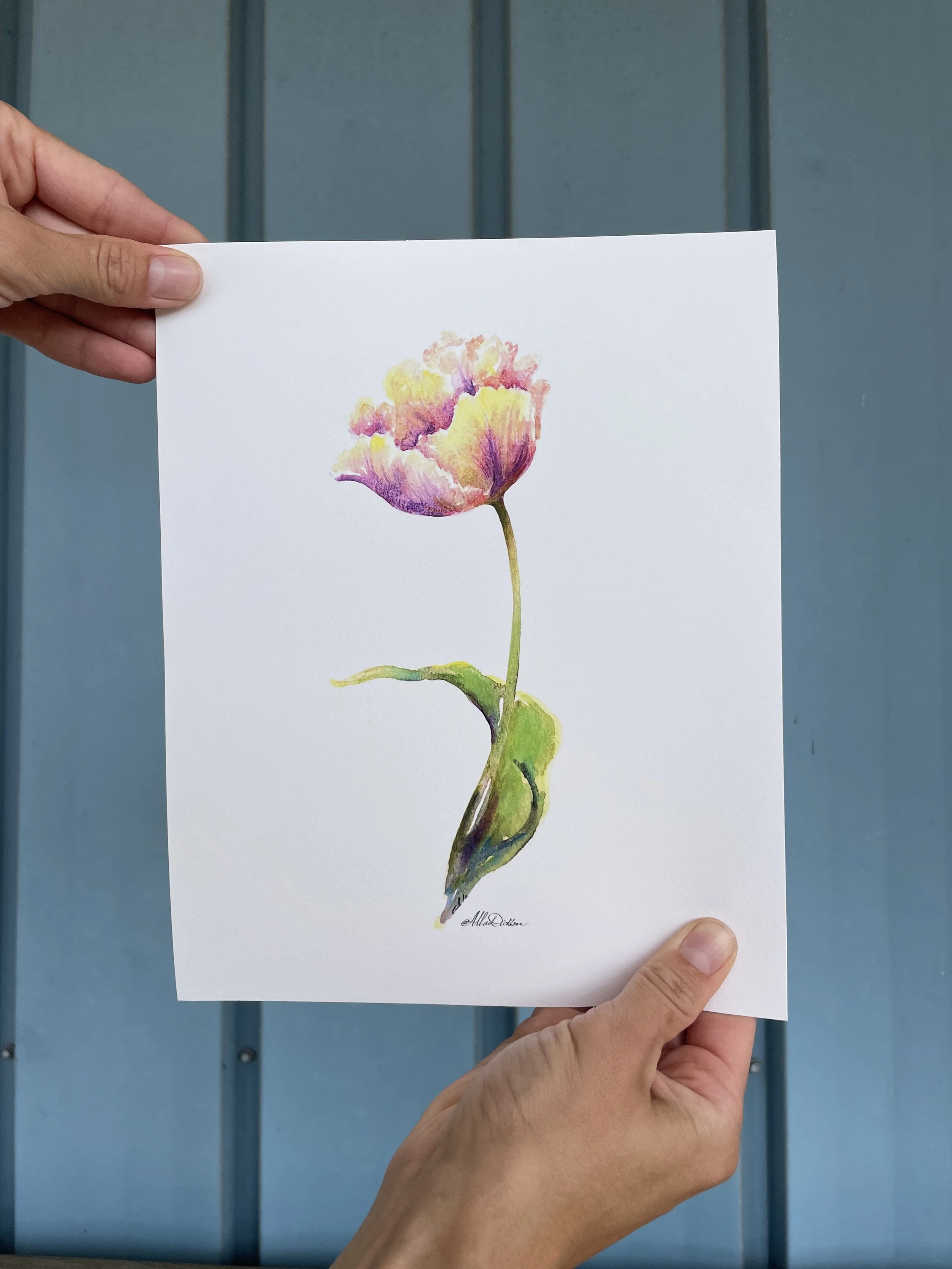 Tulip Art Print Peach Color Flower Watercolor Tulip Art Print Floral ...