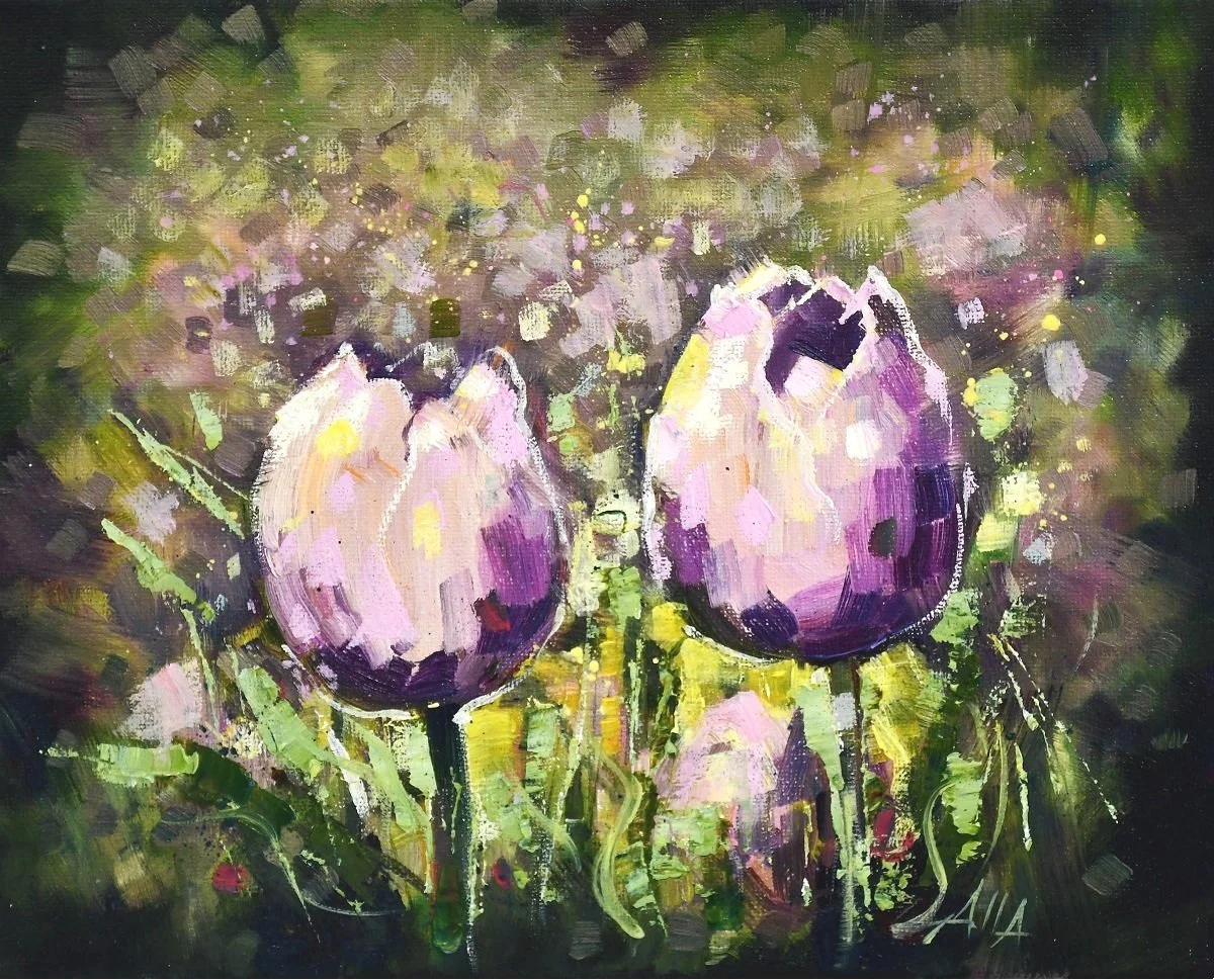Garden Wall Art Modern Floral Garden Painting Tulip Garden Blooming ...