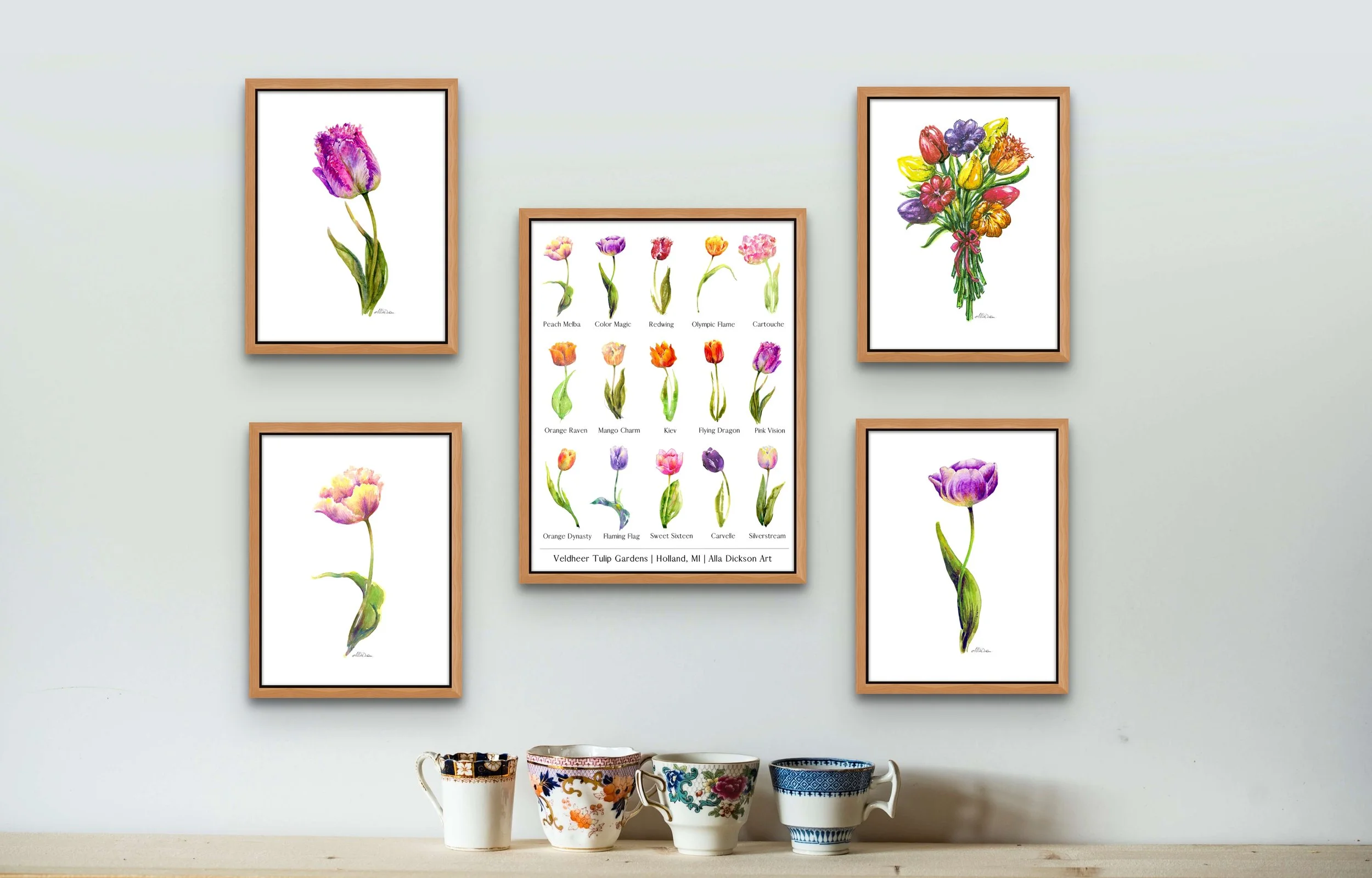 Tulip Art Print Peach Color Flower Watercolor Tulip Art Print Floral ...
