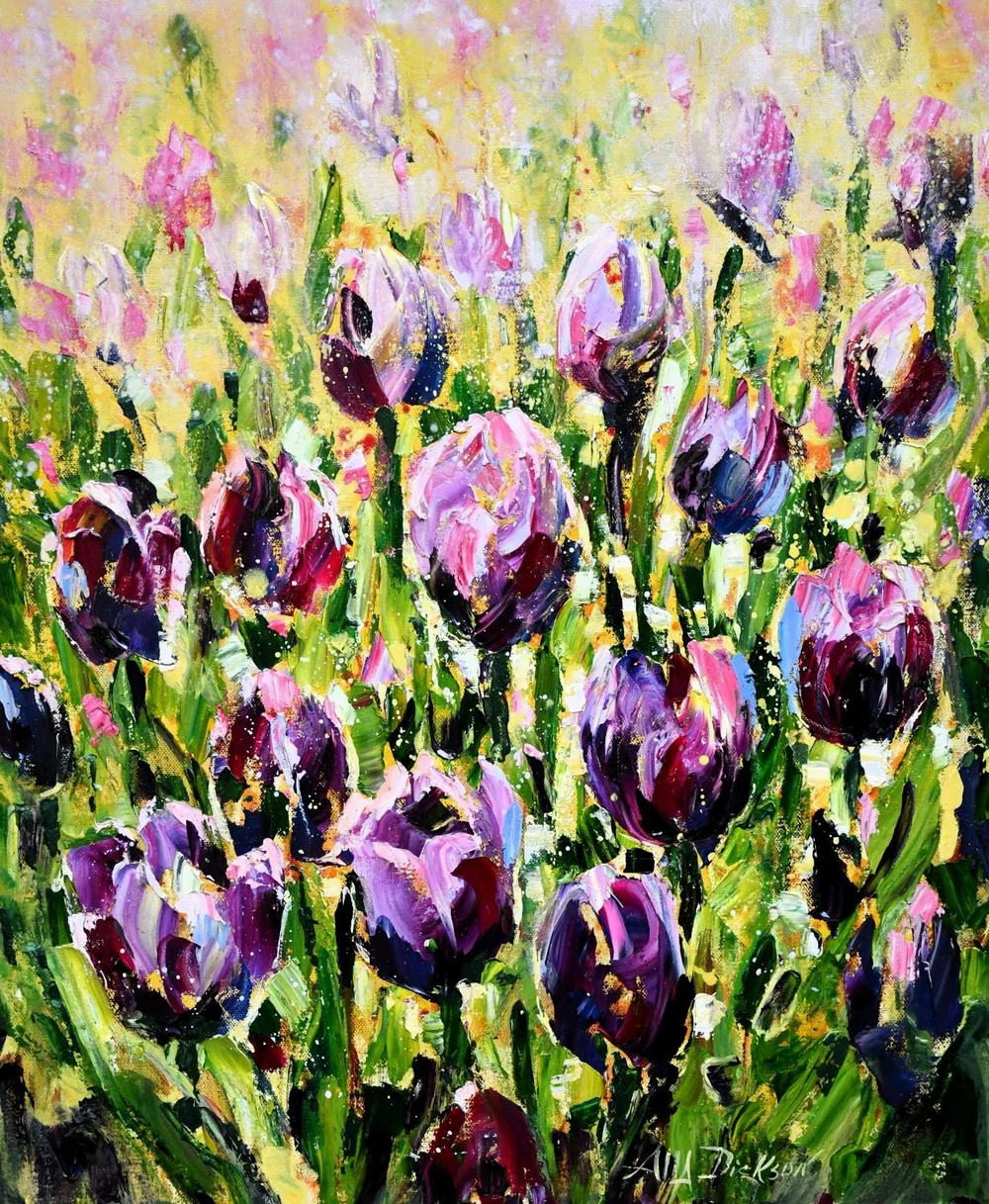 Bright Tulip Painting Abstract Floral Wall Art Tulip Art Gift for Her ...