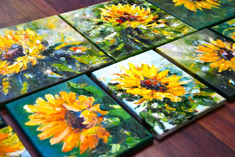 How to Paint Sunflowers Teaching Sunflower Art Variations Sunflower Oil ...
