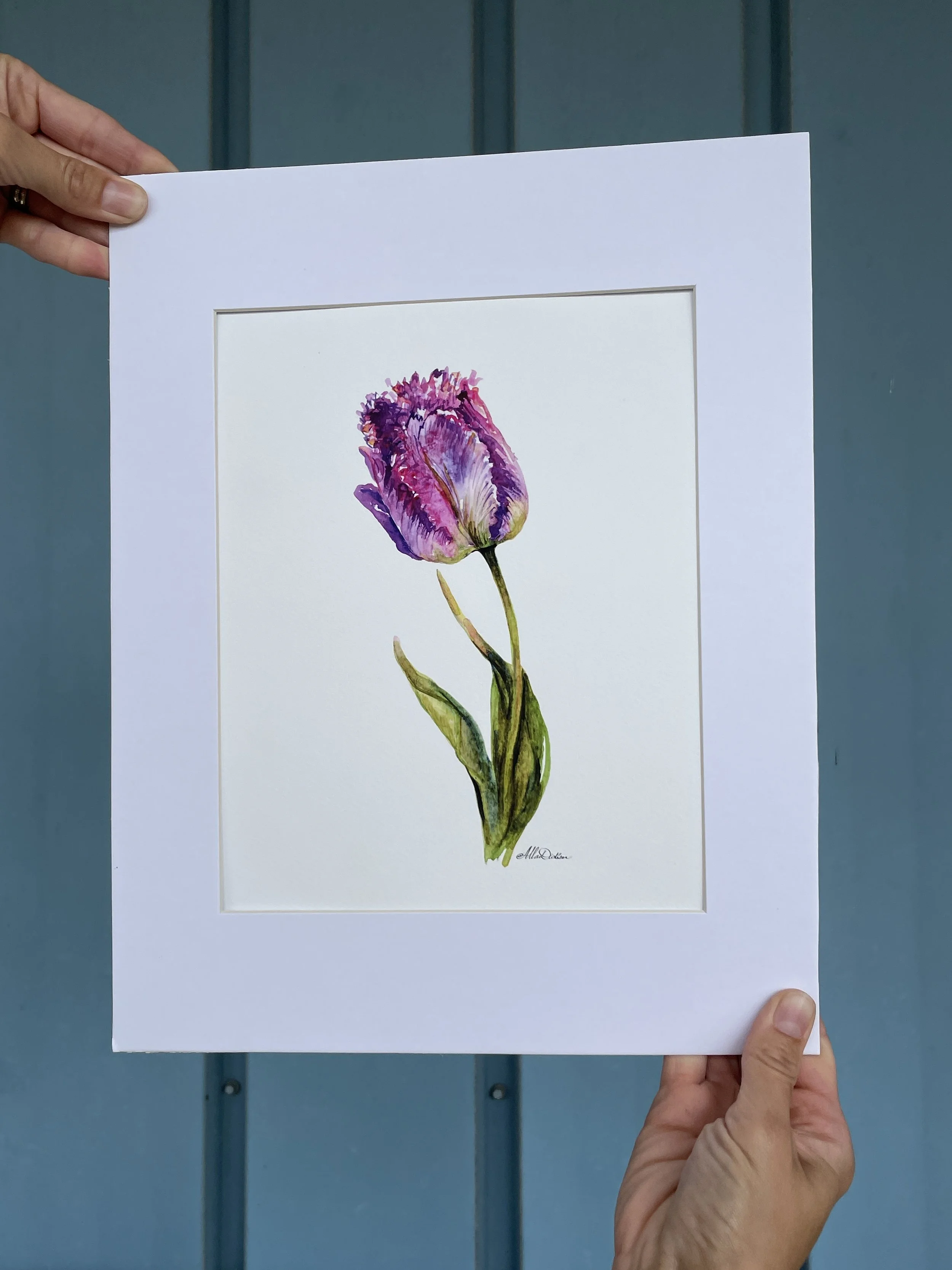 Tulip Art Print Peach Color Flower Watercolor Tulip Art Print Floral ...