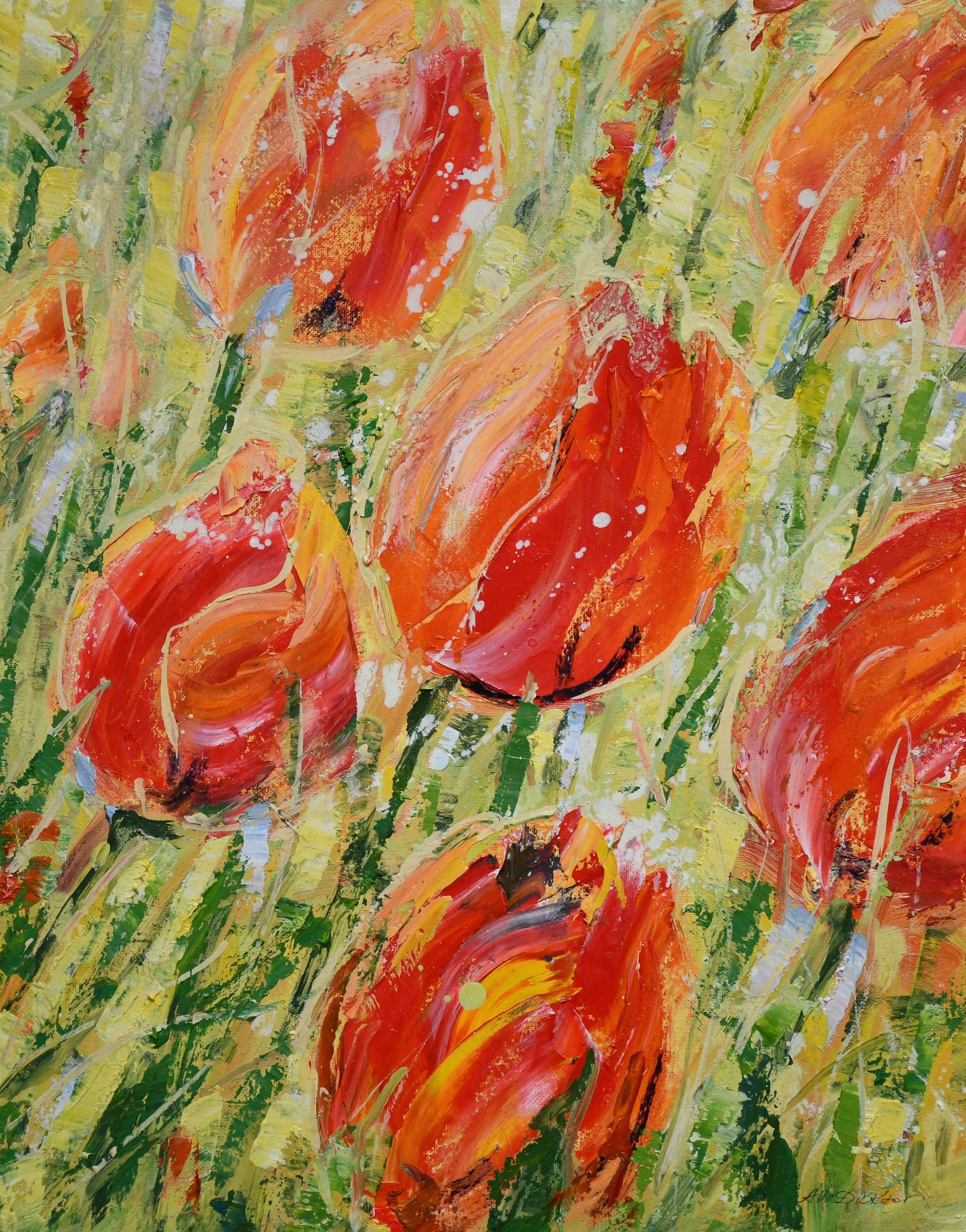 Garden Wall Art Modern Floral Garden Painting Tulip Garden Blooming ...