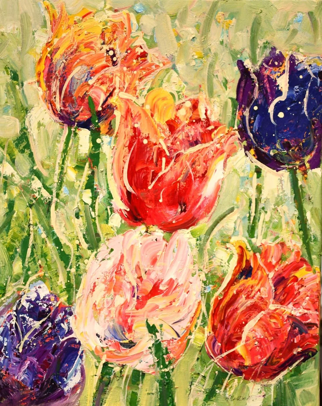 Bright Tulip Painting Abstract Floral Wall Art Tulip Art Gift for Her ...