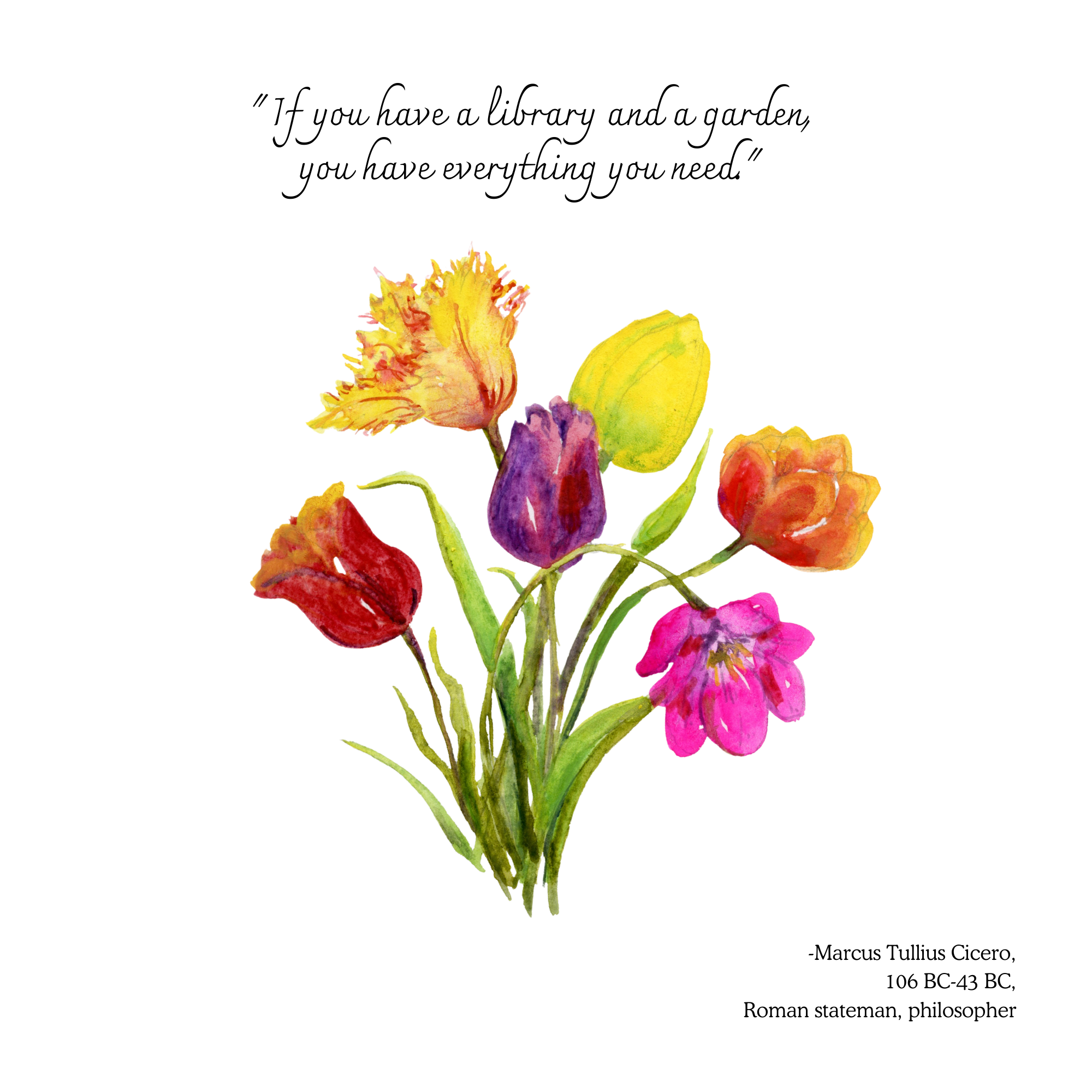 Tulip Art Book "Blooms of Wisdom" - Watercolor Tulips Among ...