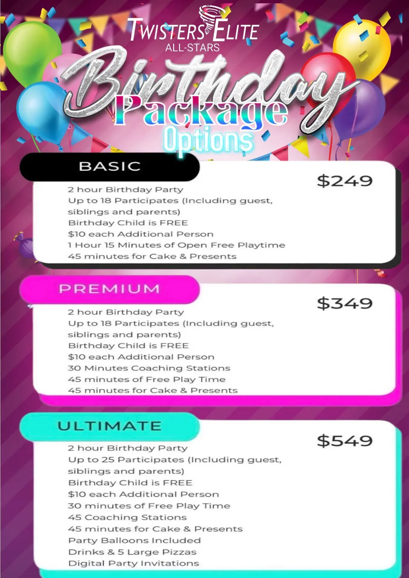 Birthday Parties — Twisters Elite Cheer & Tumble