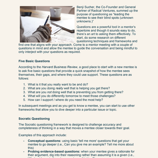 Principles of Menteeship - Resources — MindFrame Connect