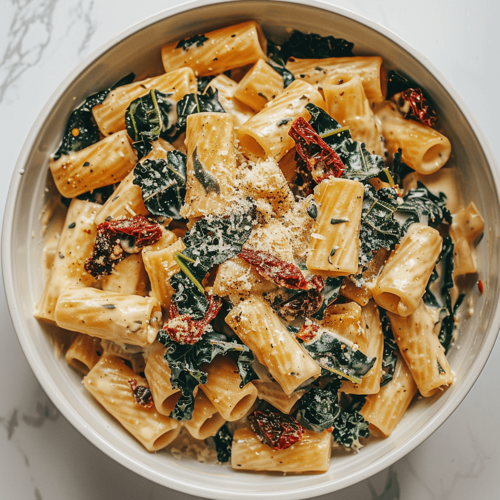 Creamy Kale & Sun-Dried Tomato Parmesan Pasta — Chompions