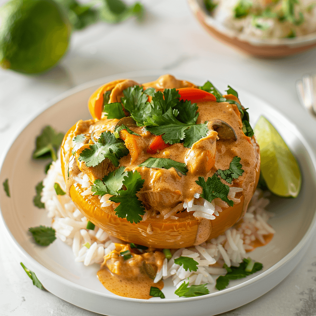 Thai Coconut Curry Stuffed Bell Peppers — Chompions