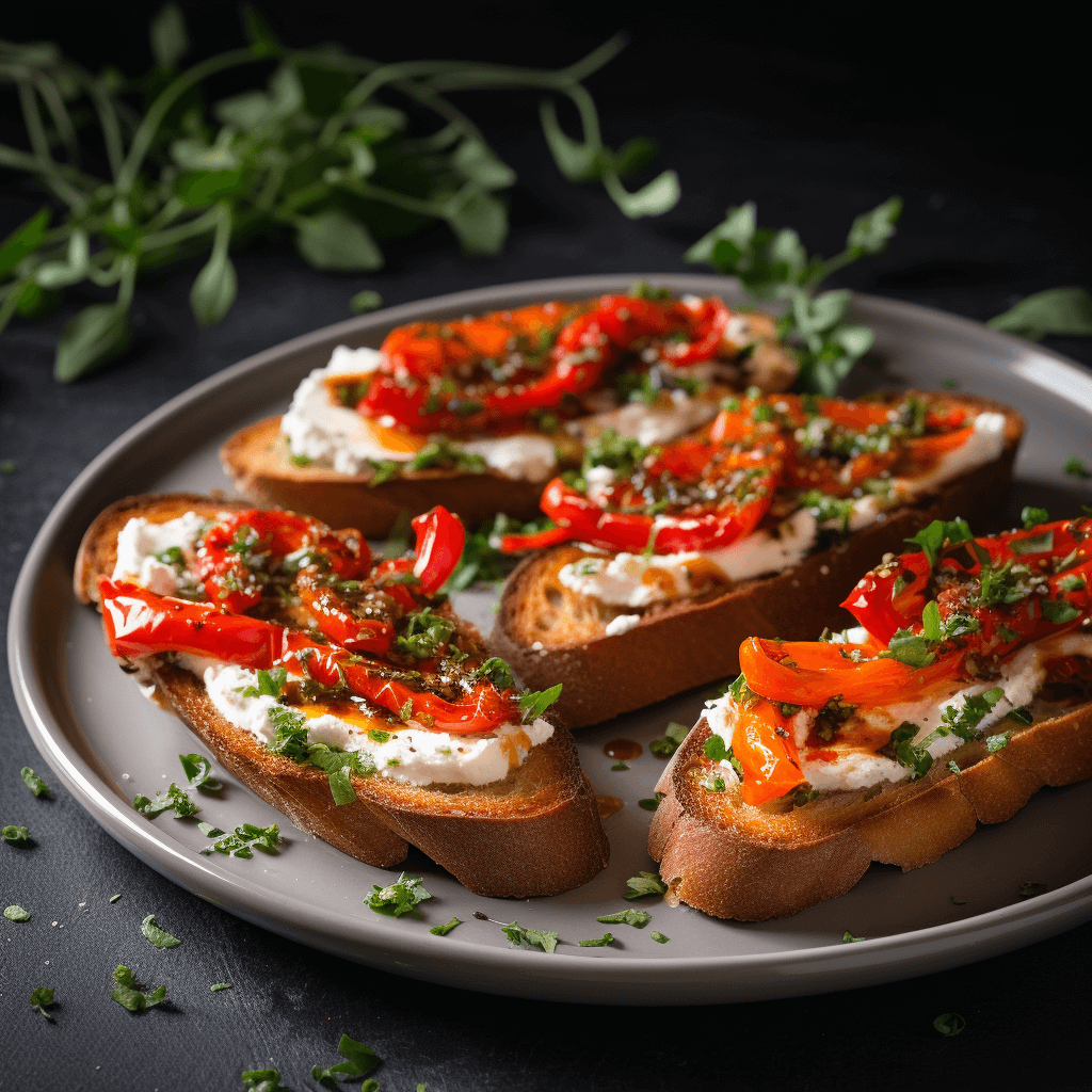 Roasted Red Pepper and Goat Cheese Crostini — Chompions