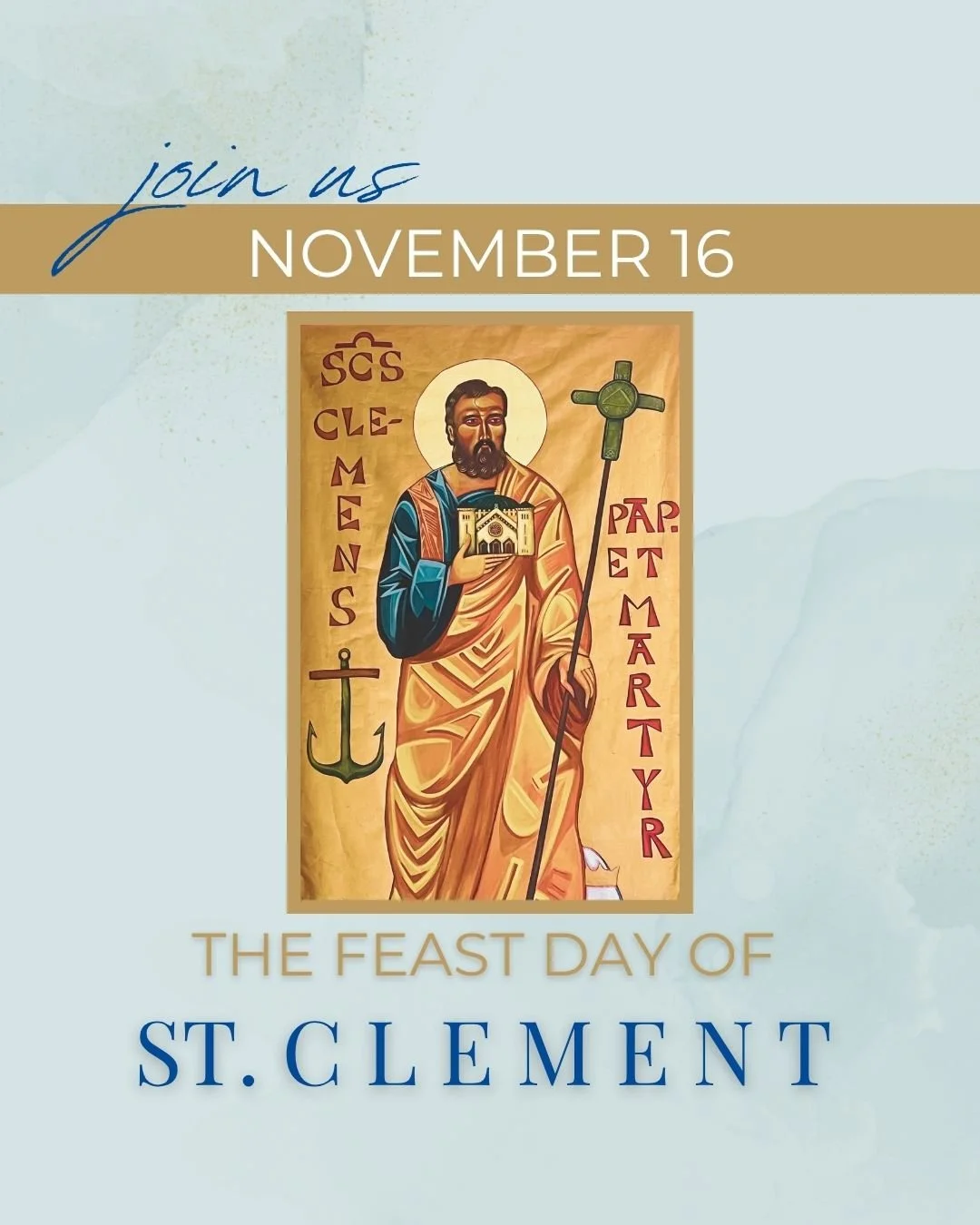 Feast Day of St. Clement celebration: November 16, 2025 — Saint Clement ...