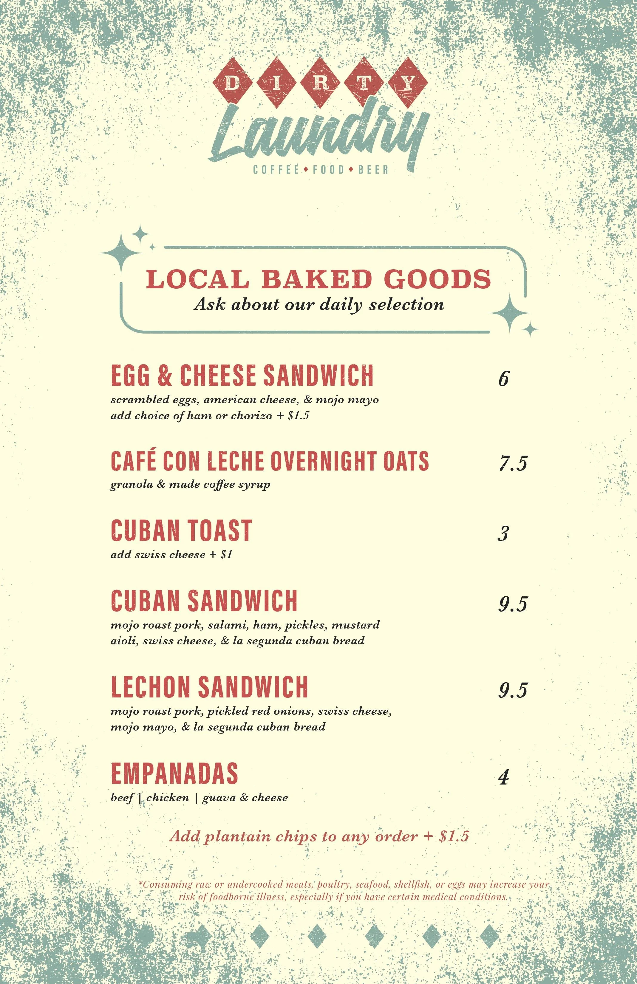 Menus — Dirty Laundry