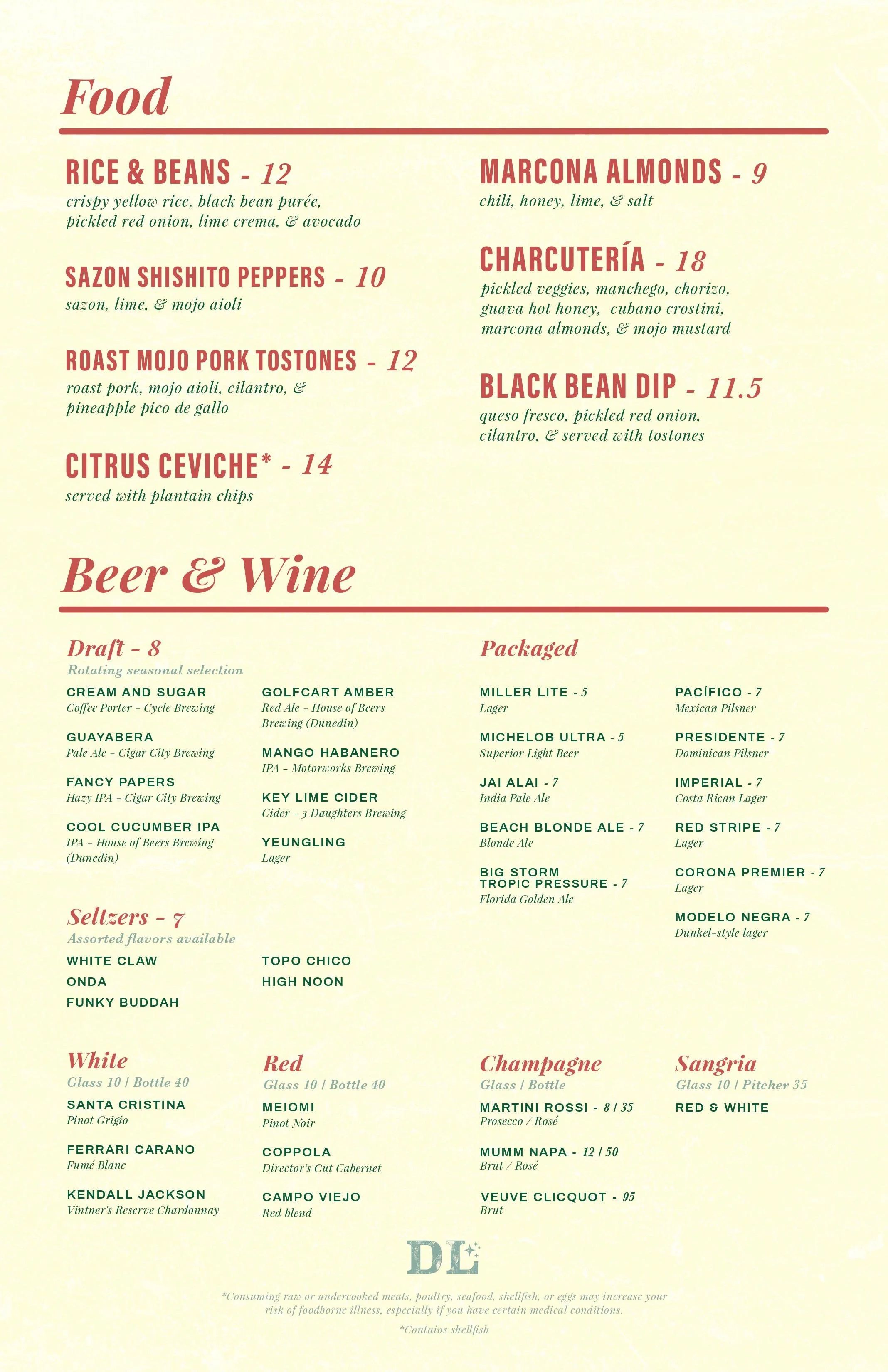 Menus — Dirty Laundry