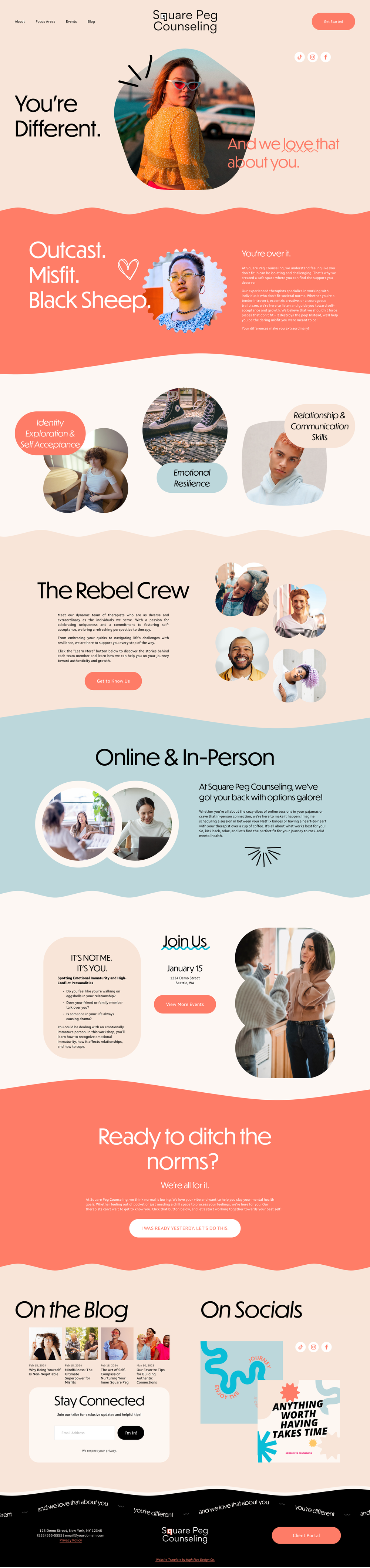 Square Peg Website Template — High Five Design Co.