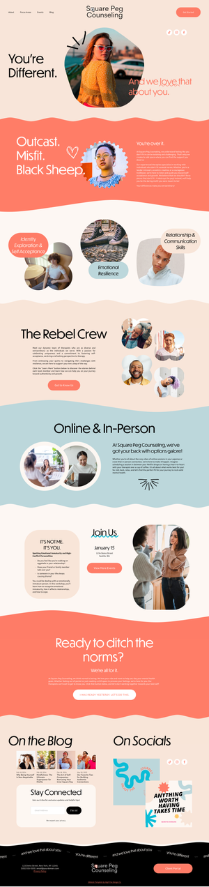 Square Peg Website Template — High Five Design Co.