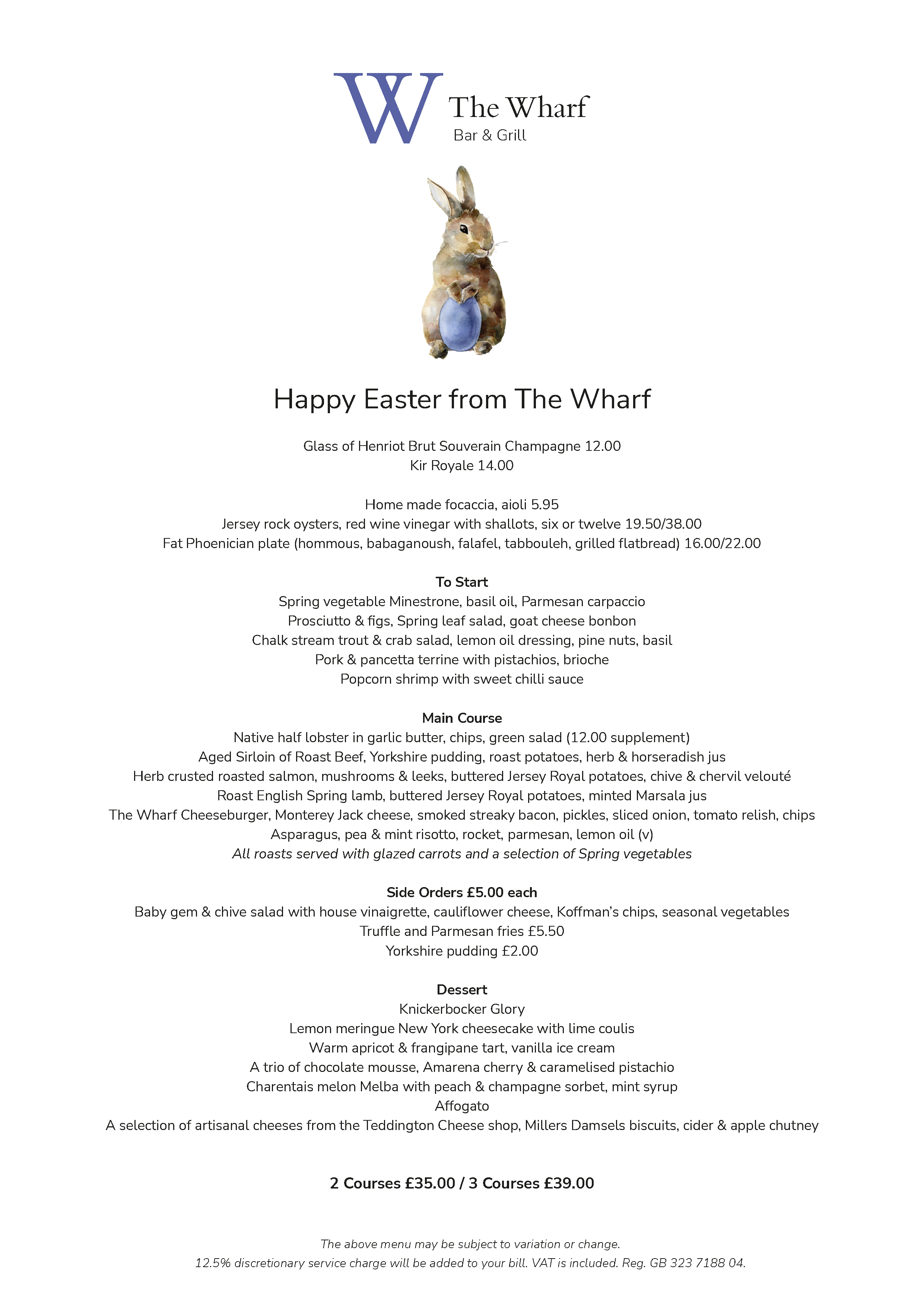 Look at our Easter Menu at The Wharf