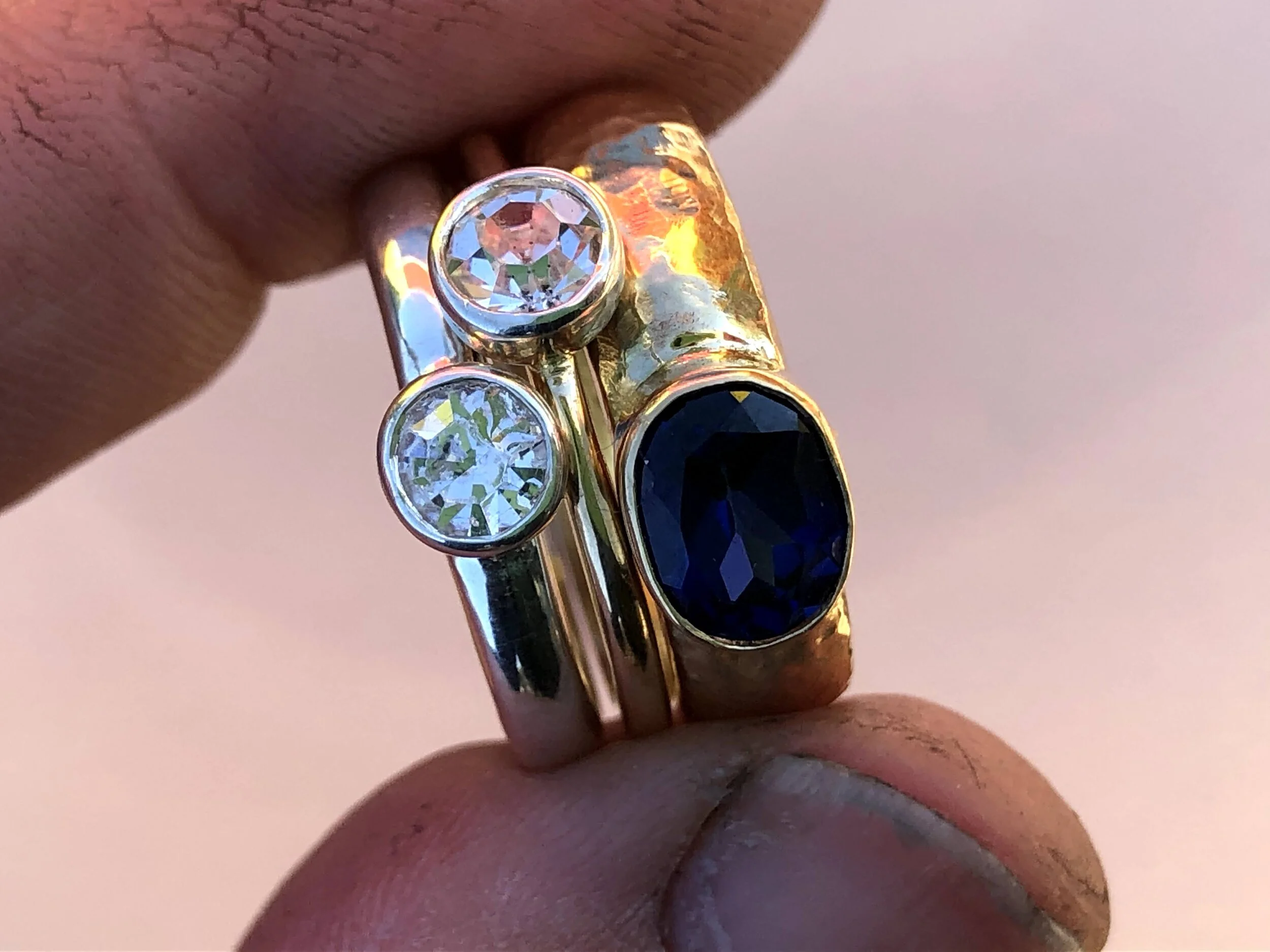 Gold and Silver Sapphire Ring Stack — CARLSSON 1064