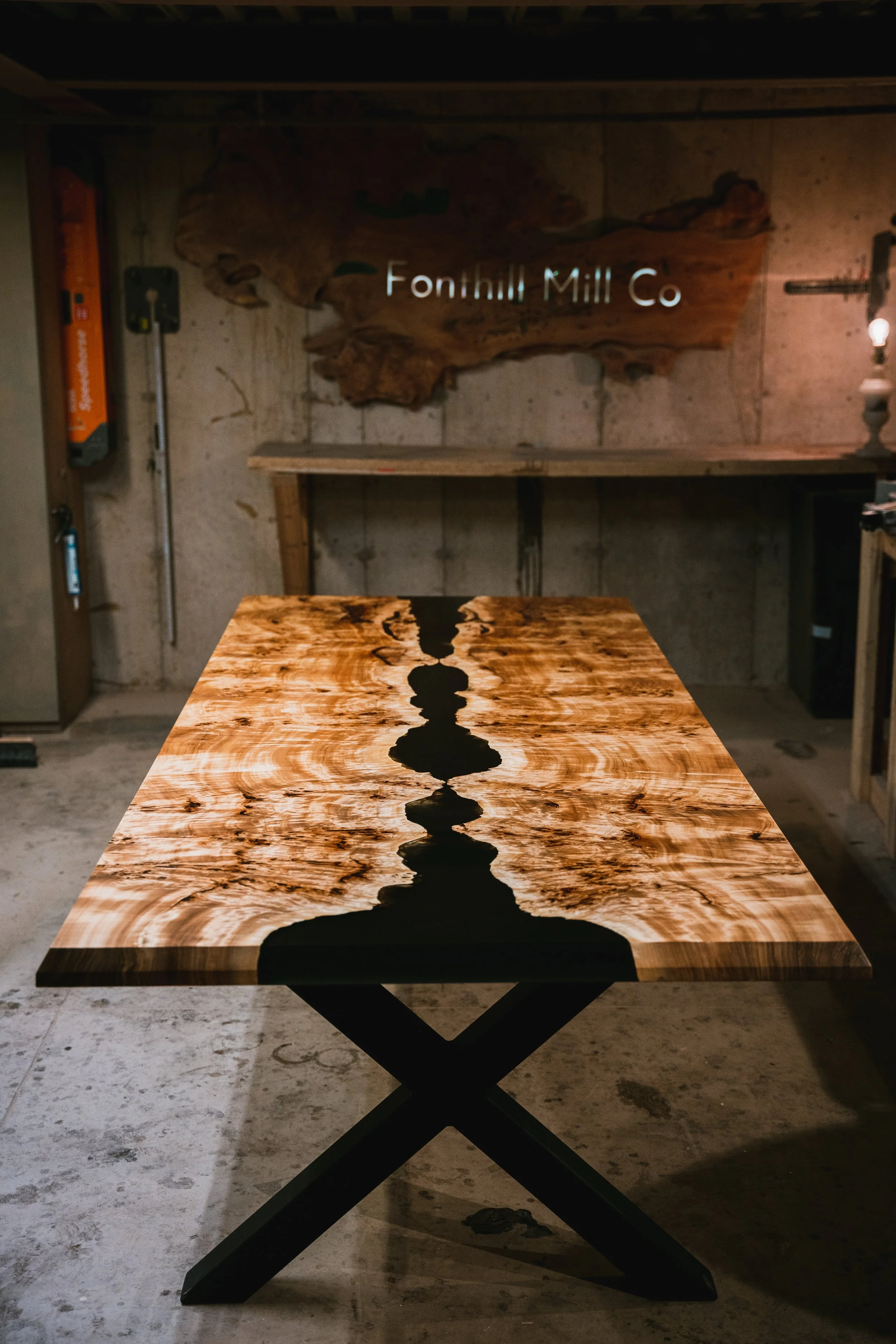 Mappa Burl Book Match Epoxy River Table 8 person — Fonthill Mill Co.