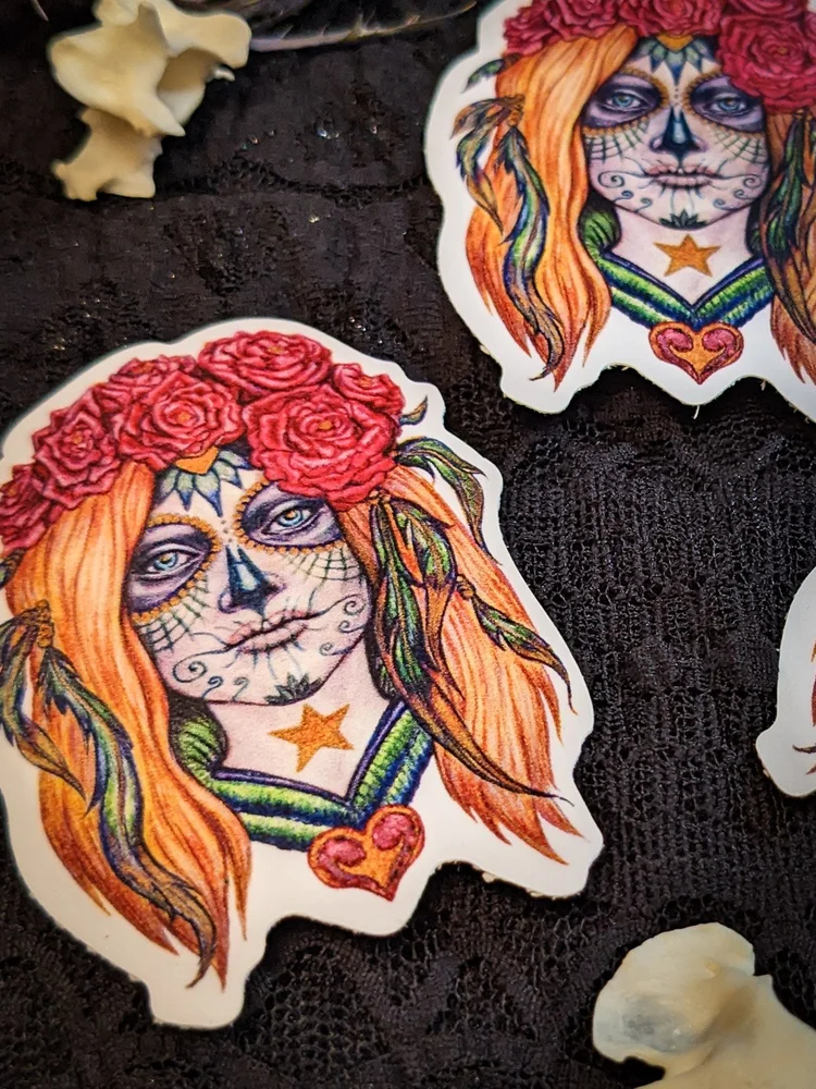 Red rose sticker set-3 matching vinyl 3" — Studio Umbralux