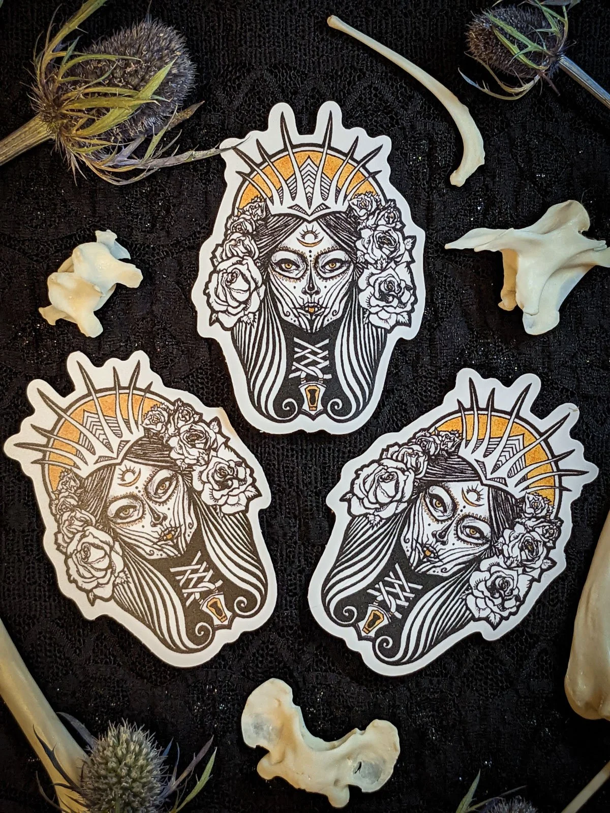 Red rose sticker set-3 matching vinyl 3" — Studio Umbralux