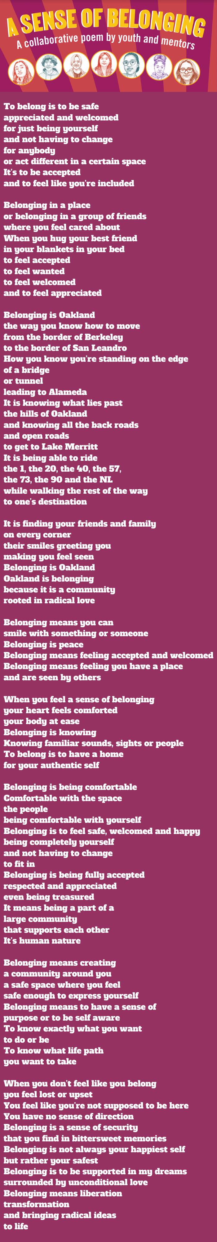 NOV. 2022 ISSUE: “a sense of belonging,” A collaborative poem by youth ...