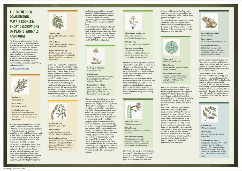 Entheogen Combination Matrix — Entheogenesis Australis