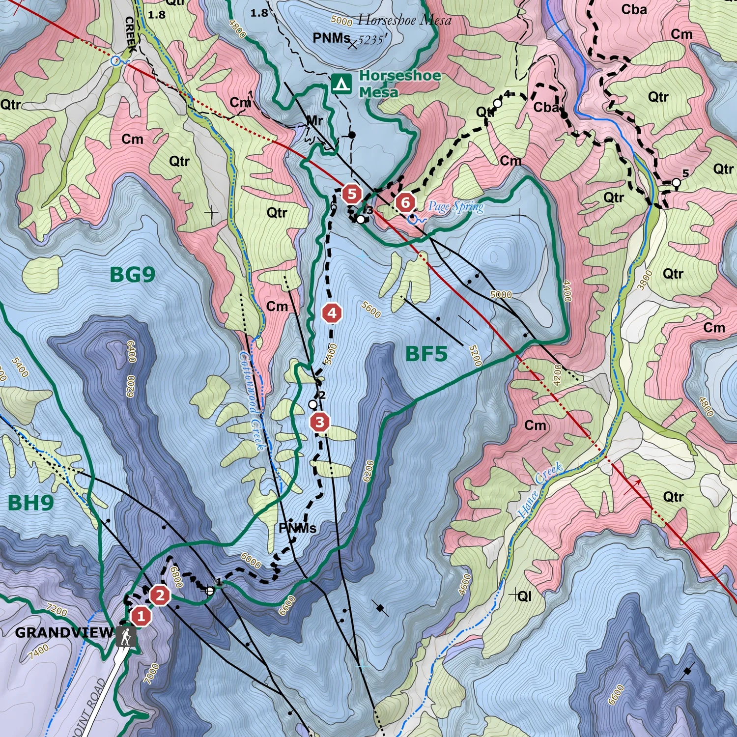Geologic Trail Map of the Grand Canyon: Hermit Trail — Four Corners Mapping