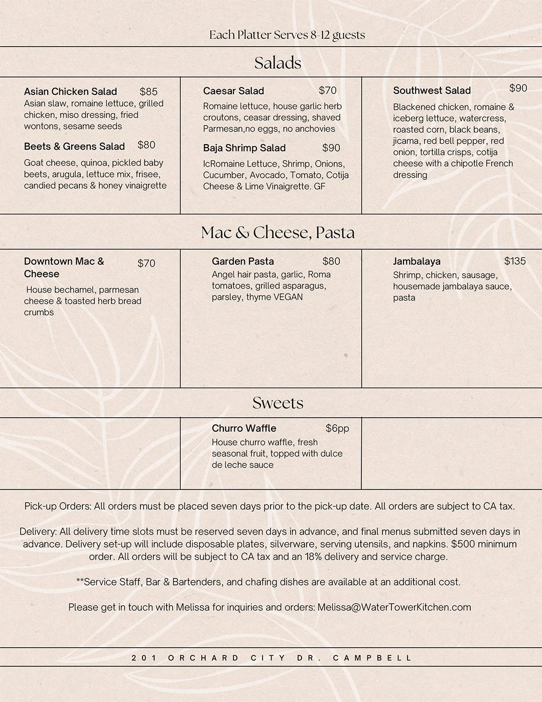 Catering — Water Tower Kitchen