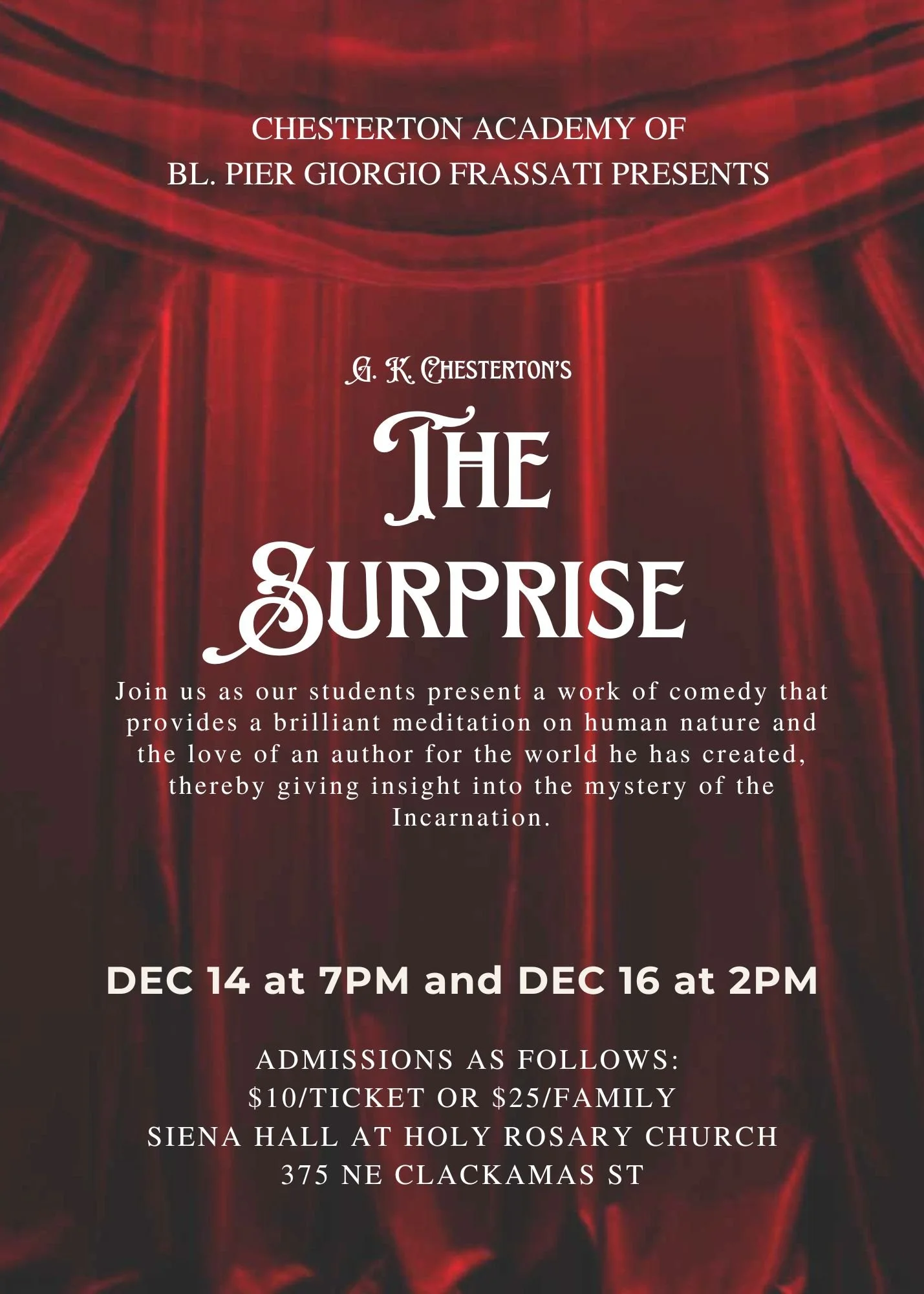 Fall Drama: The Surprise — Chesterton Academy of Blessed Pier Giorgio ...