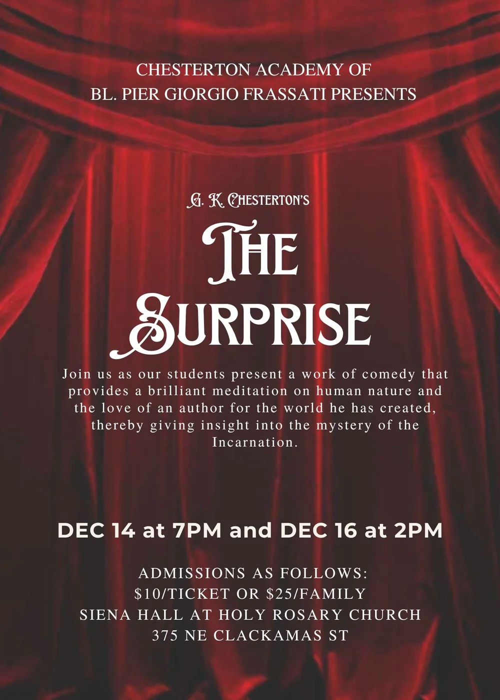 Fall Drama: The Surprise — Chesterton Academy of Saint Pier Giorgio ...